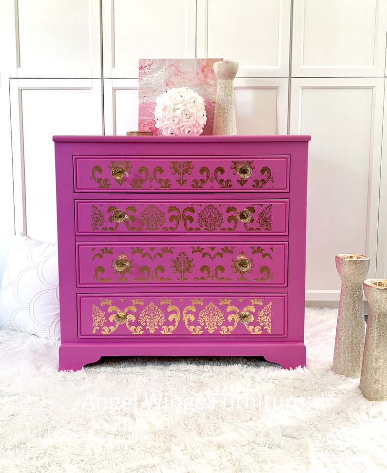 Dresser Painted Pink. Chest of Drawers Girls Bedroom, Nursery. Pink ...