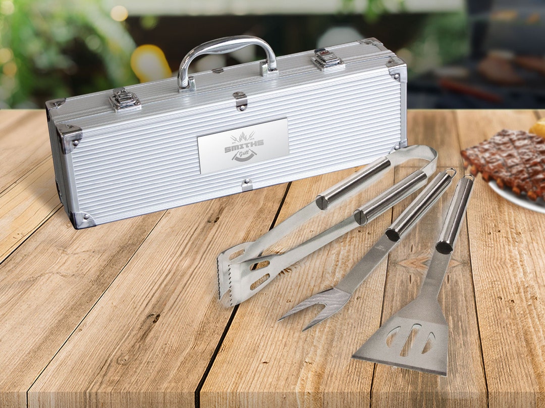 Deluxe BBQ Tool Set With Carrying Case 3-piece Gift Set Personalized ...
