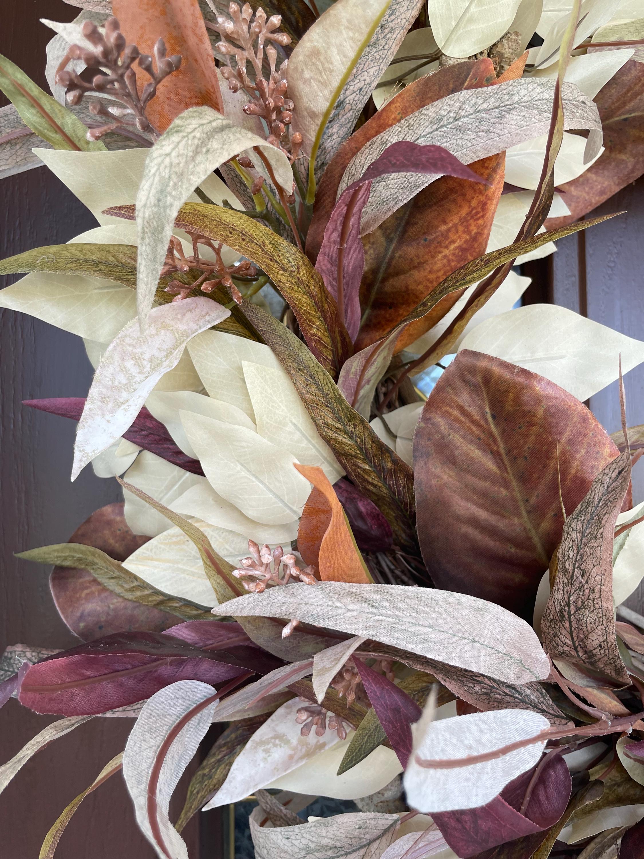 Rustic Fall Wreath for Front Door, Neutral Autumn Eucalyptus and ...