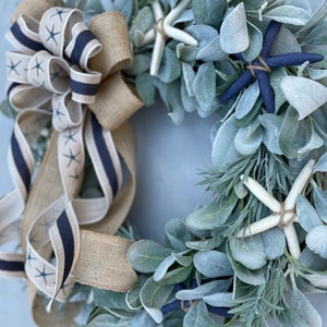 Nautical Wreath for Front Door, Coastal Wreath, Beach Theme Decor ...