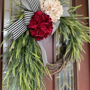 Sawgrass Wreath, Red and Beige Hydrangea Wreath for Front Door ...
