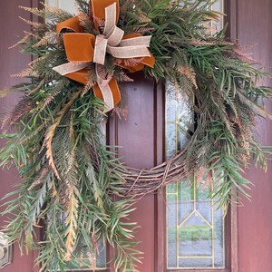 Neutral Cascading Fall Wreath, Large Autumn Pumpkin Wreath , Rustic ...