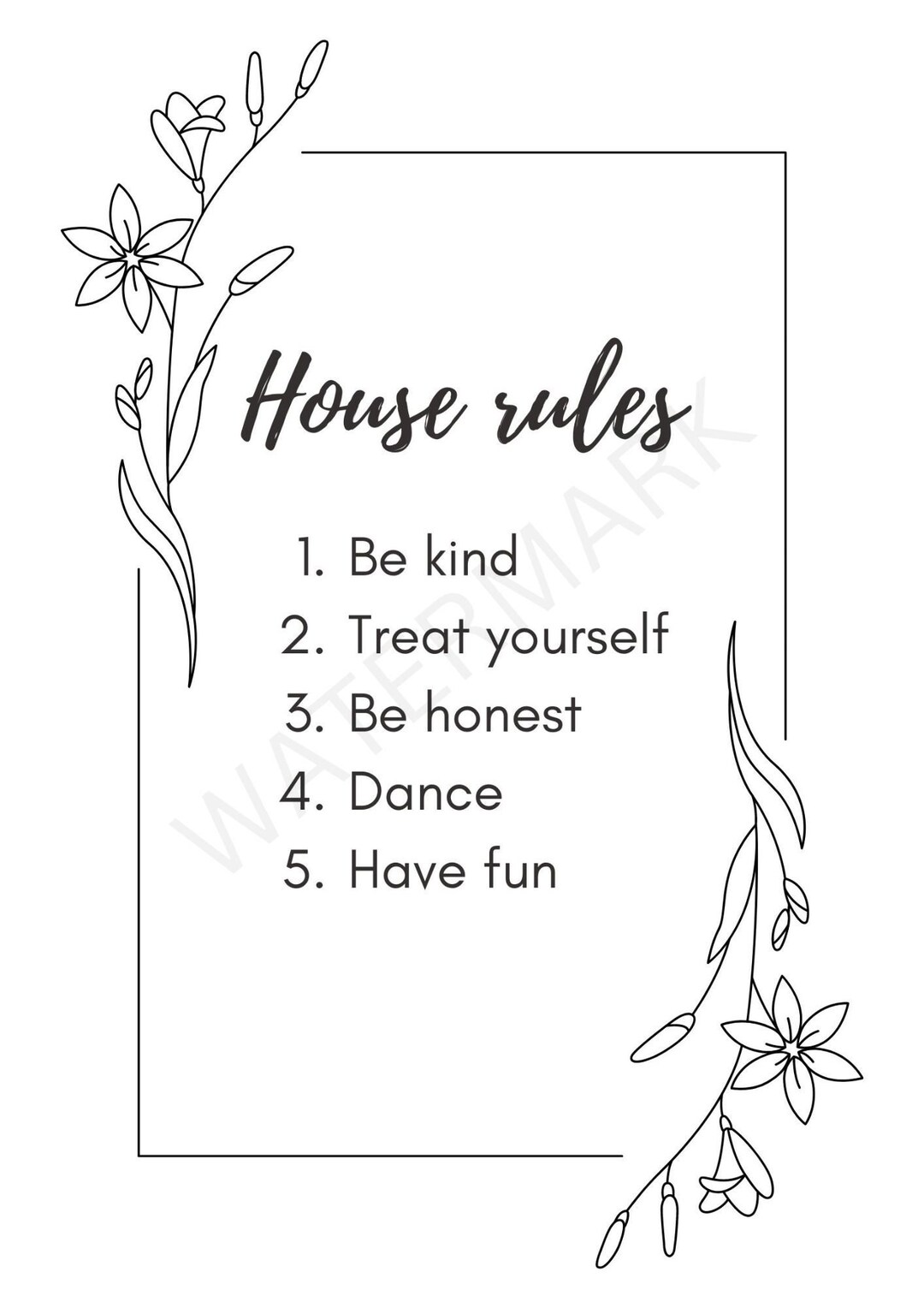 House Rules Printable. - Etsy