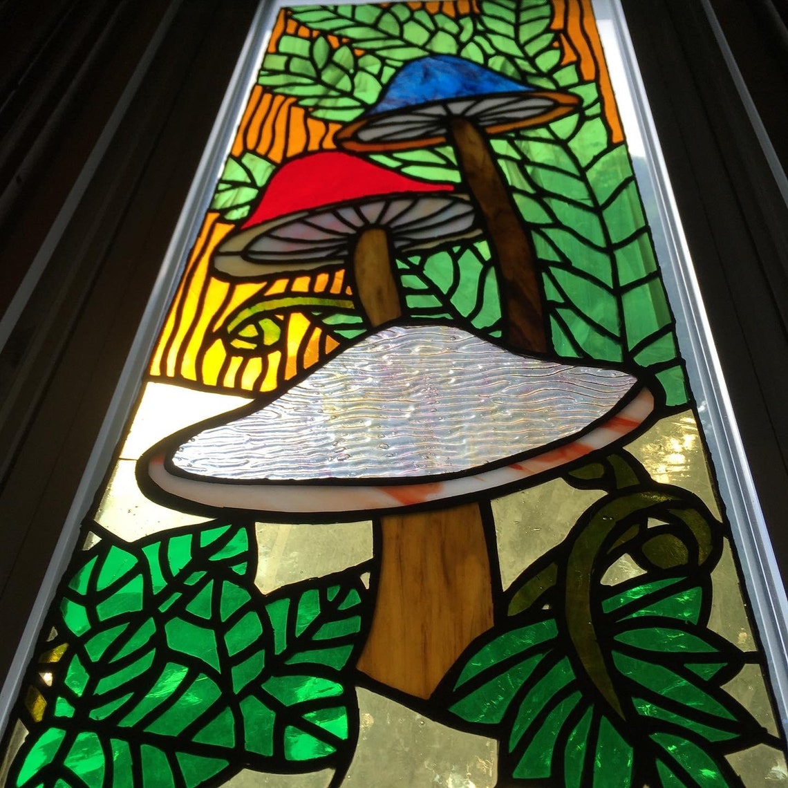 Mushroom Stained Glass Window - Etsy