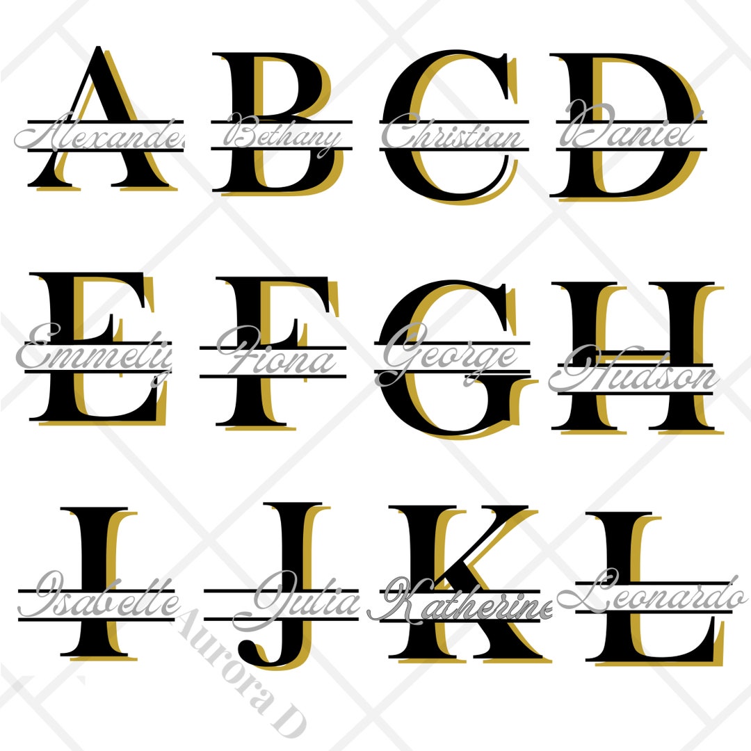 Split Monogram Alphabet SVG PDF PNG Jpg Split Monogram - Etsy UK