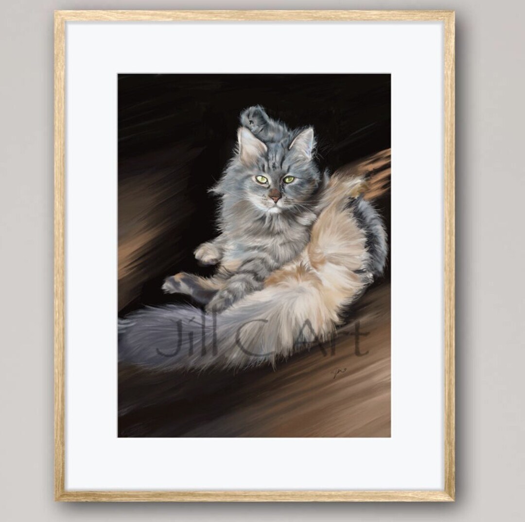Grumpy Cat Art Print: Sunny Bath Time, Fluffy Feline Wall Decor - Etsy