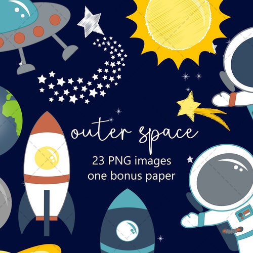 Space Clipart Outer Space Clip Art Astronaut Clipart Planet - Etsy