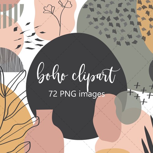 Modern Boho Collage Clipart Neutral Abstract Shapes Hand - Etsy