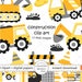 Construction Clipart & Digital Paper Bundle, Construction Vehicles PNG ...
