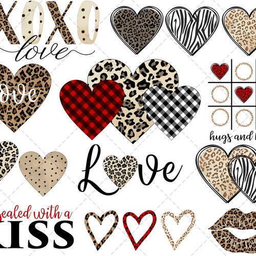 Leopard Hearts PNG Download - Etsy
