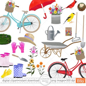 Spring Watercolor Gardening Clip Art, Watercolor Spring Clipart ...