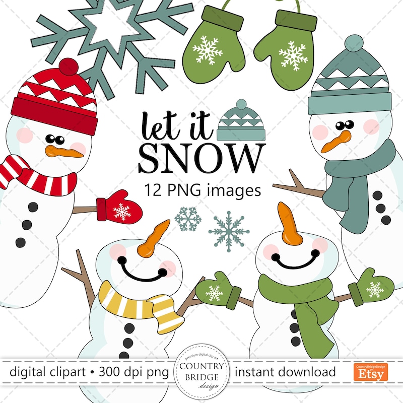 Snowman Clip Art - Etsy