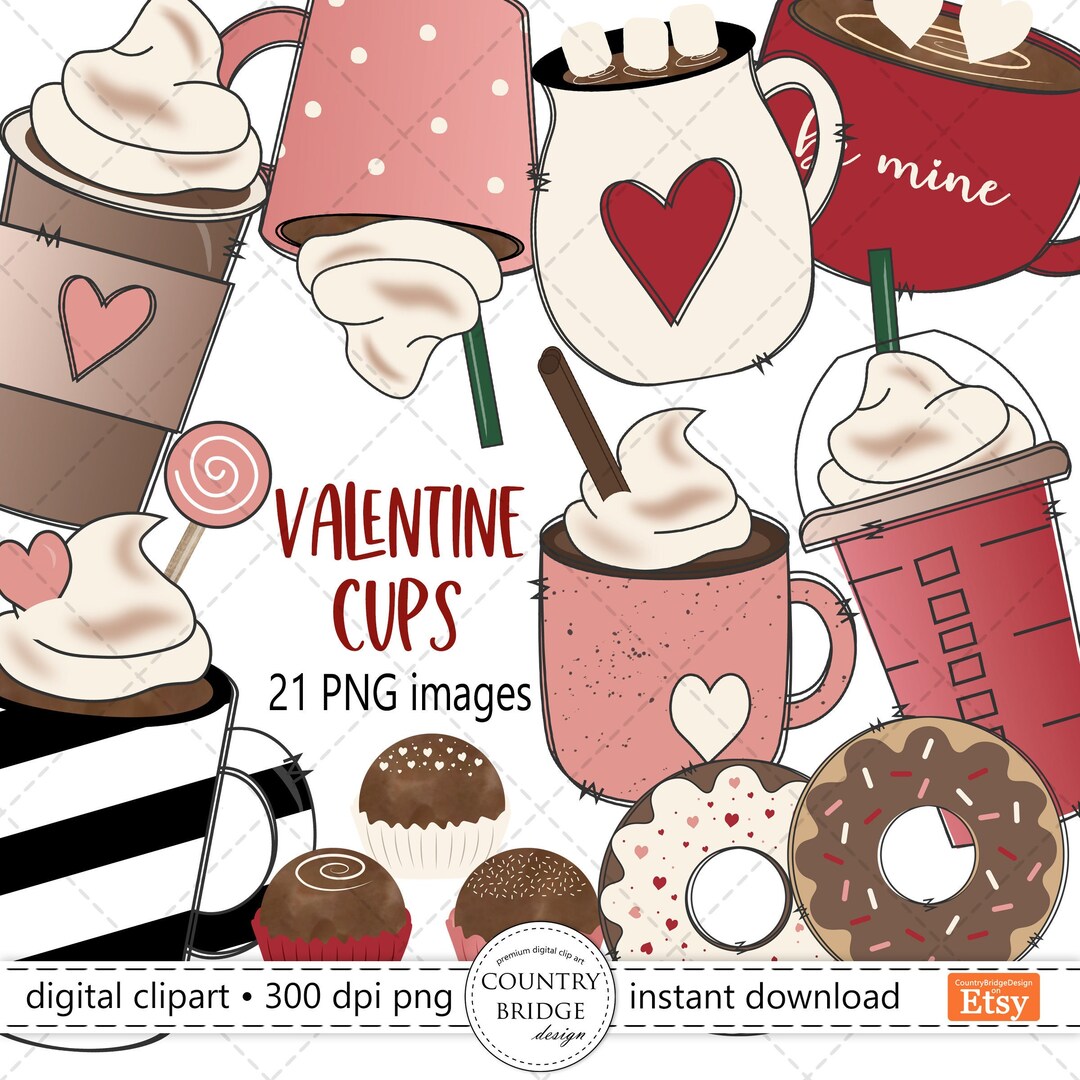 Valentine Clipart, Valentine Cups PNG Clipart, Valentine Coffee ...
