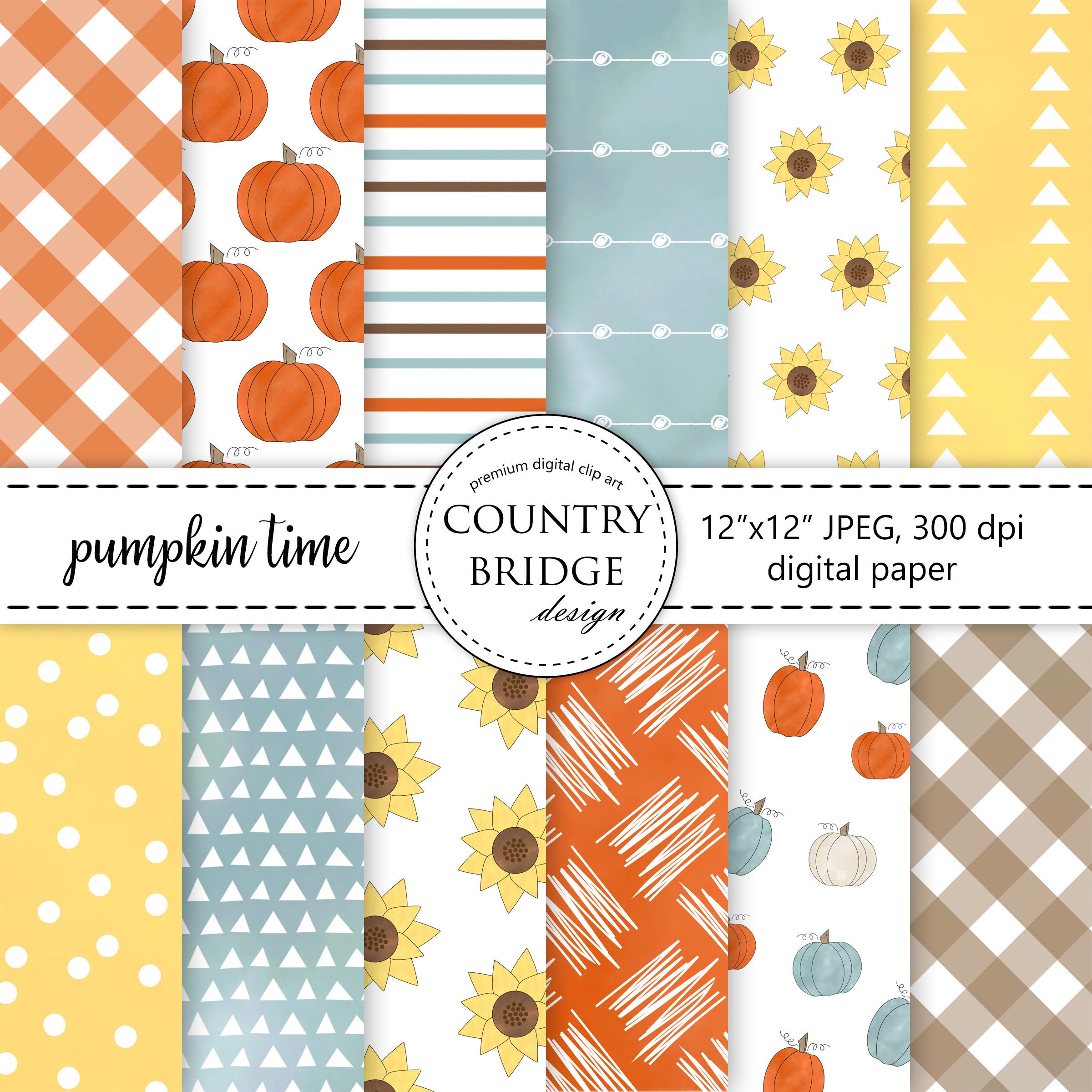 Fall Digital Paper Pumpkin Digital Paper Autumn Digital - Etsy