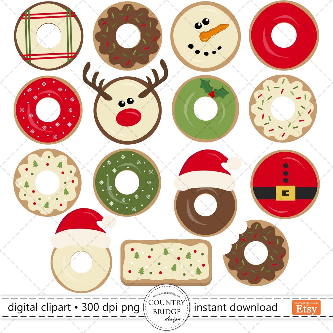 Christmas Donuts Clipart, Christmas Doughnuts Clip Art, Commercial Use ...