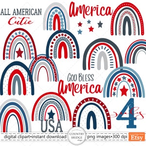 Boho Rainbow Clip Art , Summer Rainbow, July 4th Rainbows, PNG File ...