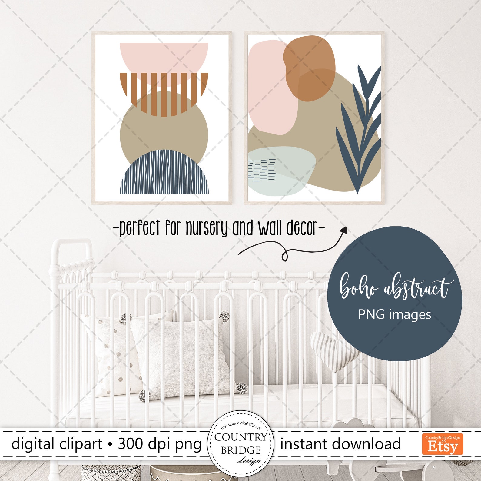 Boho Clipart Abstract Boho Clipart Modern Boho Collage - Etsy