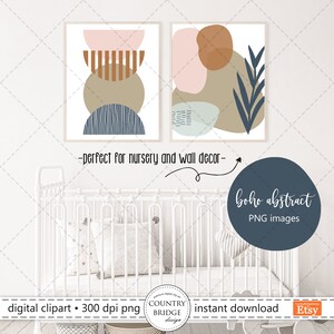 Boho Clipart, Abstract Boho Clipart, Modern Boho Collage, Abstract ...