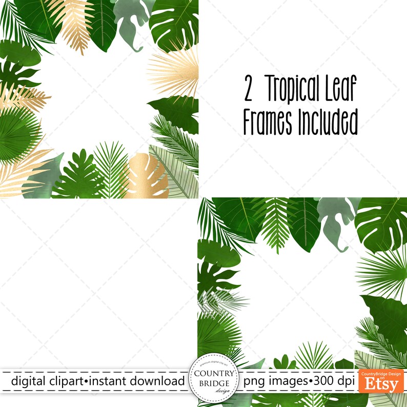 Tropical Leaf Clipart and Paper Bundle Tropical Leaf Clipart - Etsy