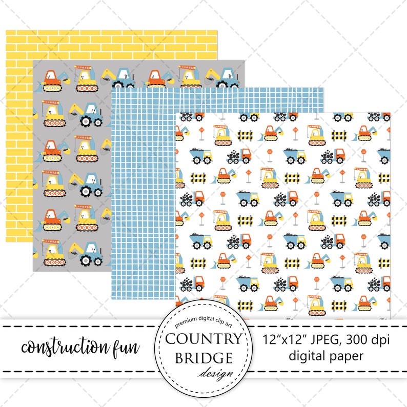 Construction Clipart & Digital Paper Bundle Construction - Etsy Canada