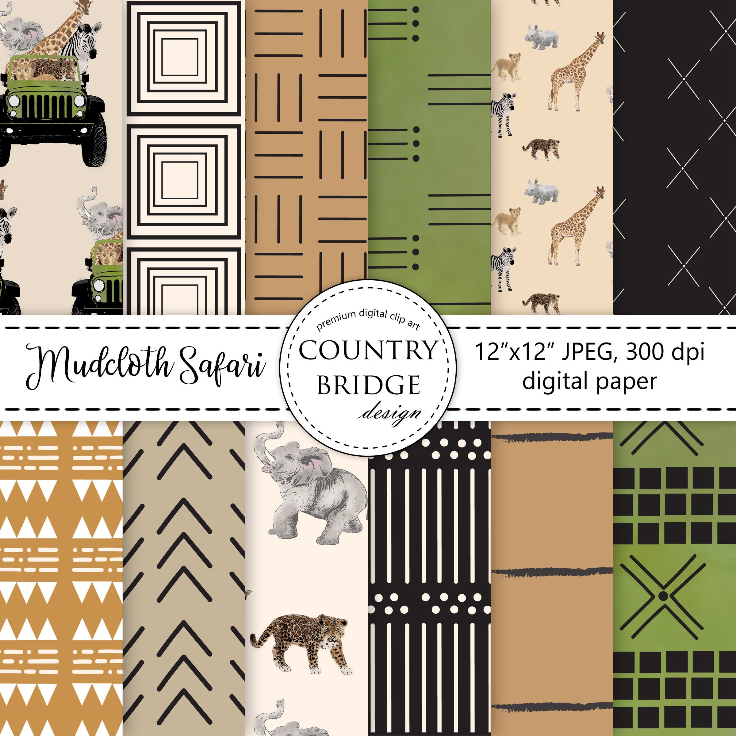 Safari Baby Animal Clip Art and Paper Bundle Safari Clipart - Etsy