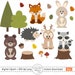 Woodland Animal Clipart & Digital Paper Bundle, Forest Animal PNG ...