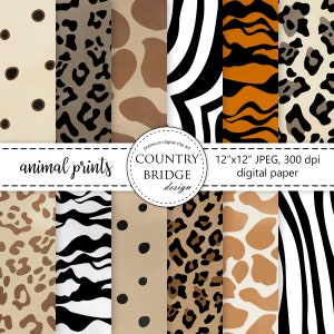 Animal Print Digital Paper, Safari Digital Paper, Zebra Stripes ...