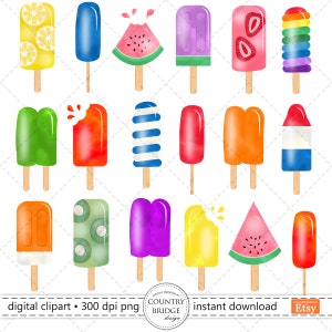 Watercolor Popsicle Clipart, Popsicle Clipart PNG, Summer Clipart, Ice ...