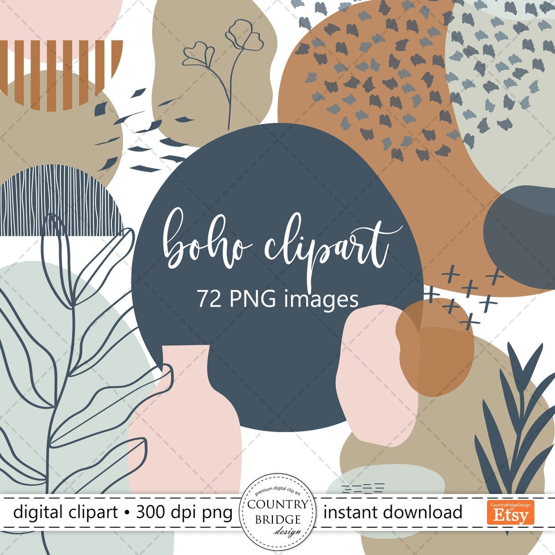 Boho Clipart, Abstract Boho Clipart, Modern Boho Collage, Abstract ...