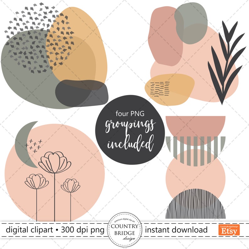 Boho Clipart Abstract Boho Clipart Modern Boho Collage - Etsy