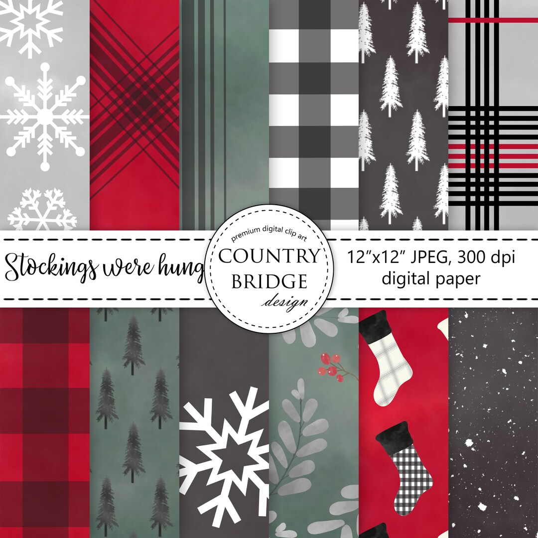 Farmhouse Christmas Digital Paper, Farmhouse Christmas Background ...
