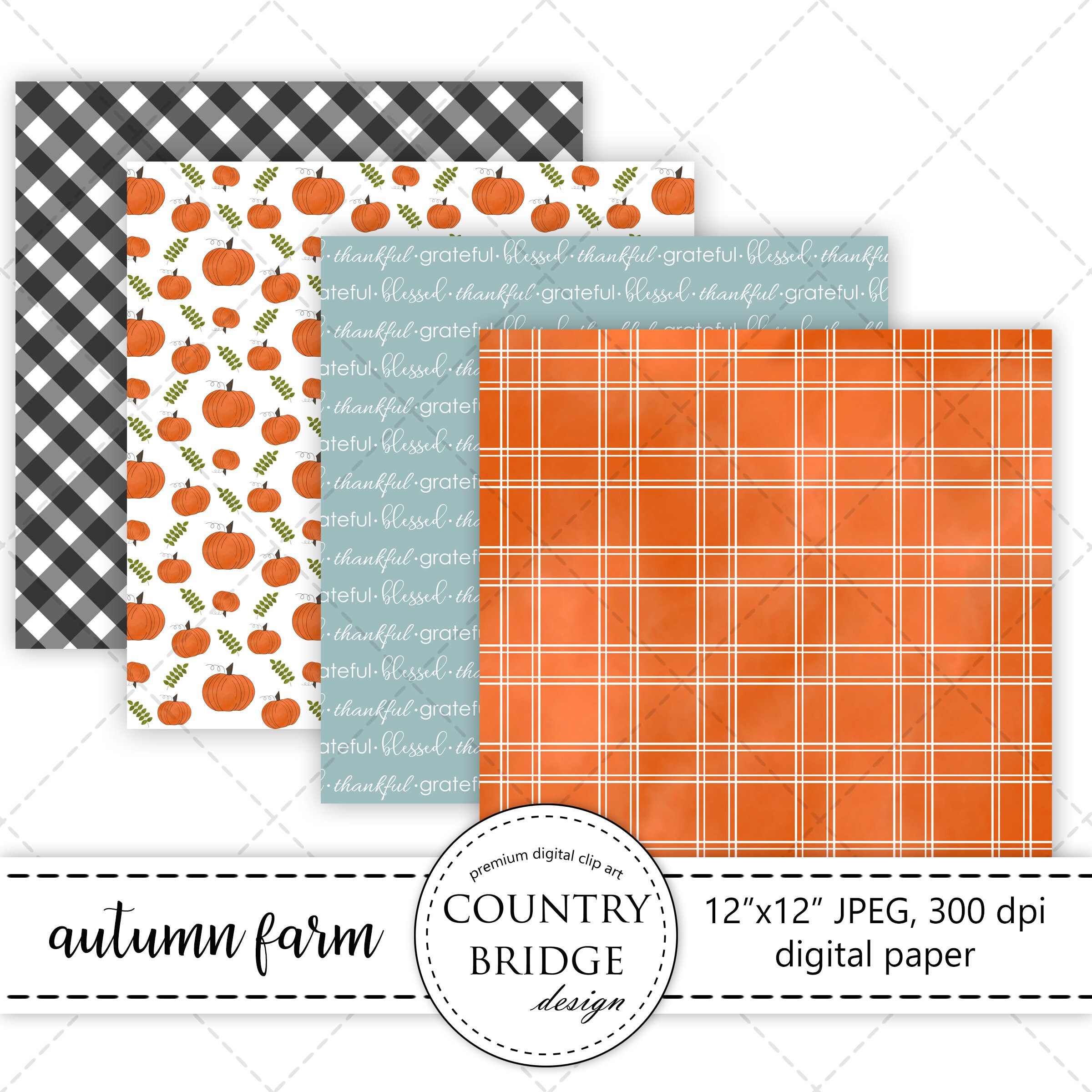 Fall Digital Paper Autumn Digital Paper Fall Farmhouse - Etsy