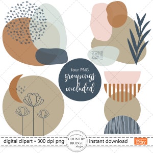 Boho Clipart Abstract Boho Clipart Modern Boho Collage - Etsy UK