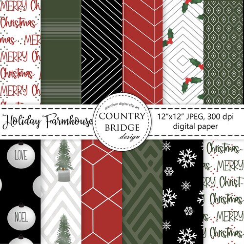 Christmas Digital Paper Commercial Use Christmas Printable - Etsy