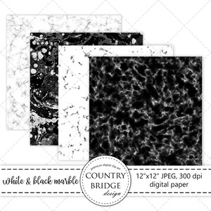 Marble Digital Paper, Marble Texture Digital Paper Set, White Marble ...