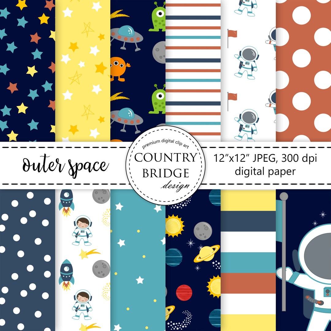 Space Digital Paper, Outer Space Digital Paper Set, Space Pattern ...