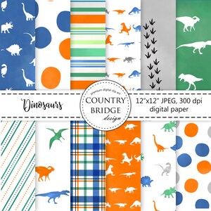 Dinosaur Clip Art & Paper, Dinosaur Clip Art, Dinosaur Digital Paper, T ...