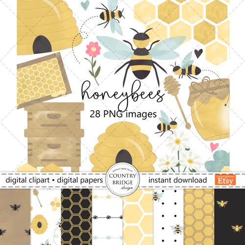 Bumblebee PNG Watercolor Bundle Honey Bee Set Clipart - Etsy