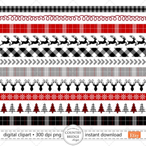 Christmas Border Clipart Holiday Borders Set Border - Etsy