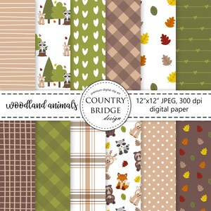 Woodland Animal Digital Paper, Forest Animal Digital Background for ...