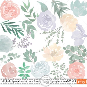 Watercolor Spring Flowers, Spring Flower Digital Paper, Floral Paper ...