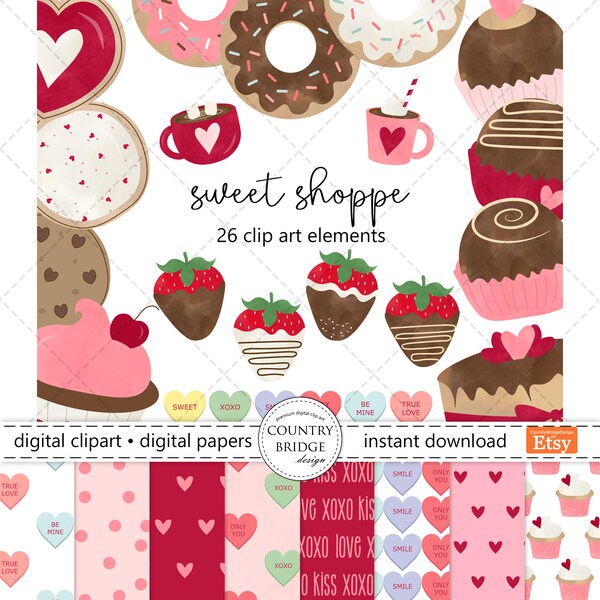 Watercolor Bakery Clipart - Etsy