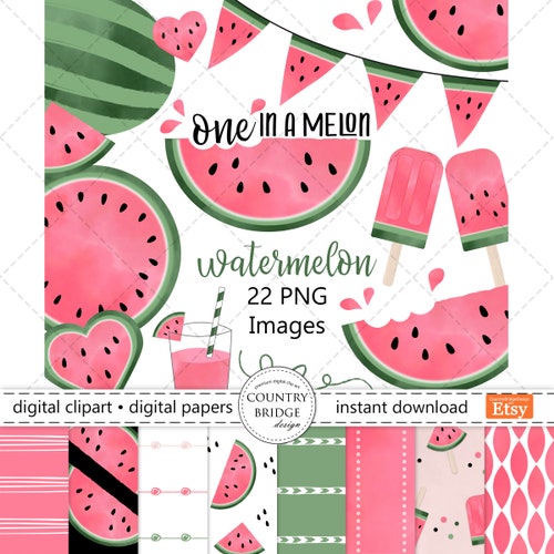 Watercolor Watermelon Clipart / Watermelon Summer Download / - Etsy