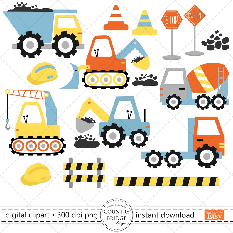 Construction Clipart & Digital Paper Bundle Construction - Etsy Canada