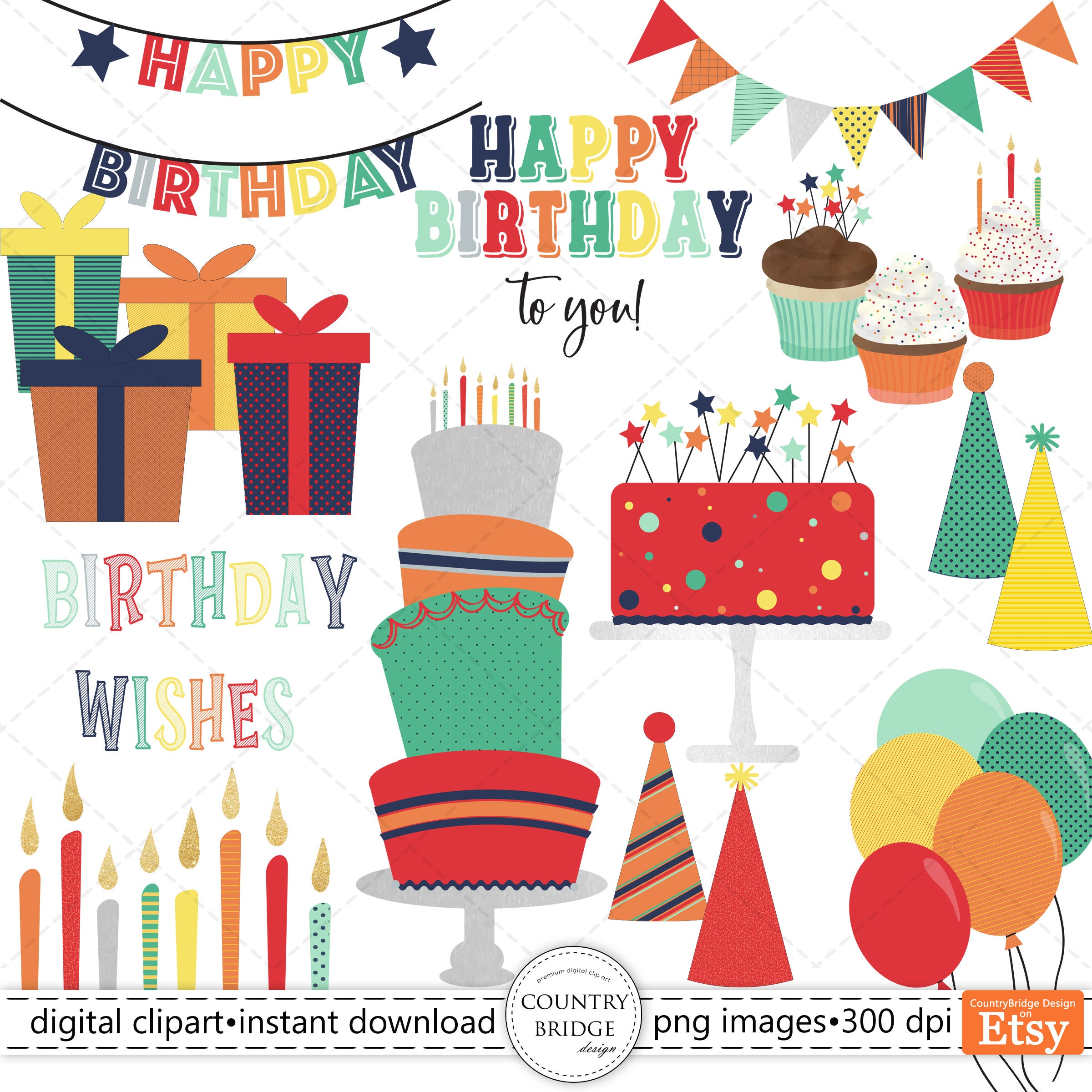 Clipart Birthday Cakes Bloons And Gifts