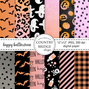 Watercolor Halloween Clipart & Digital Paper Bundle, Fall Halloween PNG ...