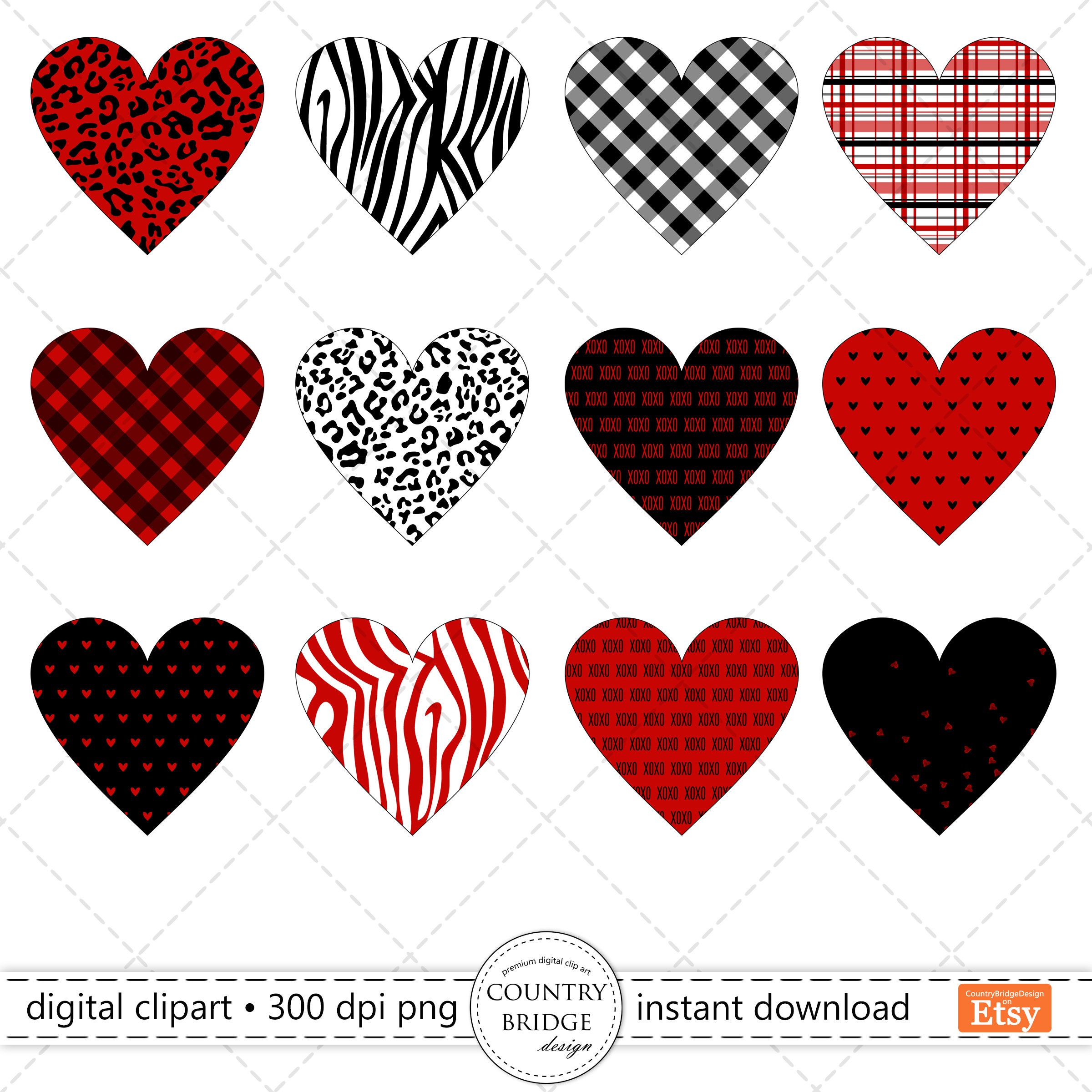 Valentine Hearts Clip Art Black And White