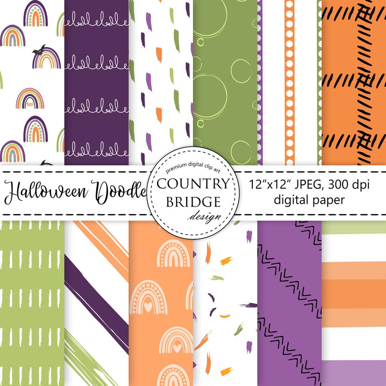 Halloween Boho Rainbow Clip Art Boho Doodle Paper Boho | Etsy