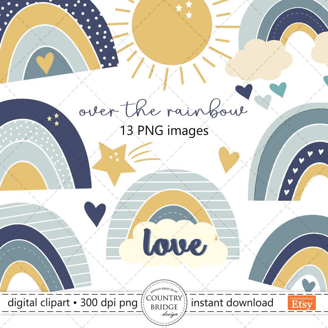 Rainbow Clipart, Whimsical Rainbow Clip Art, Cute Rainbow Graphics ...