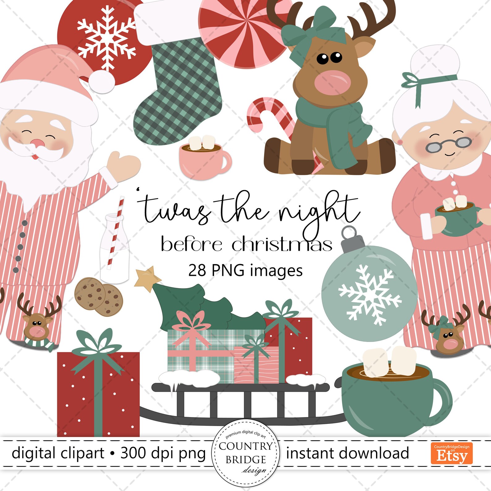 Christmas Clipart Santa Claus Clipart Mrs Claus Clipart | Etsy